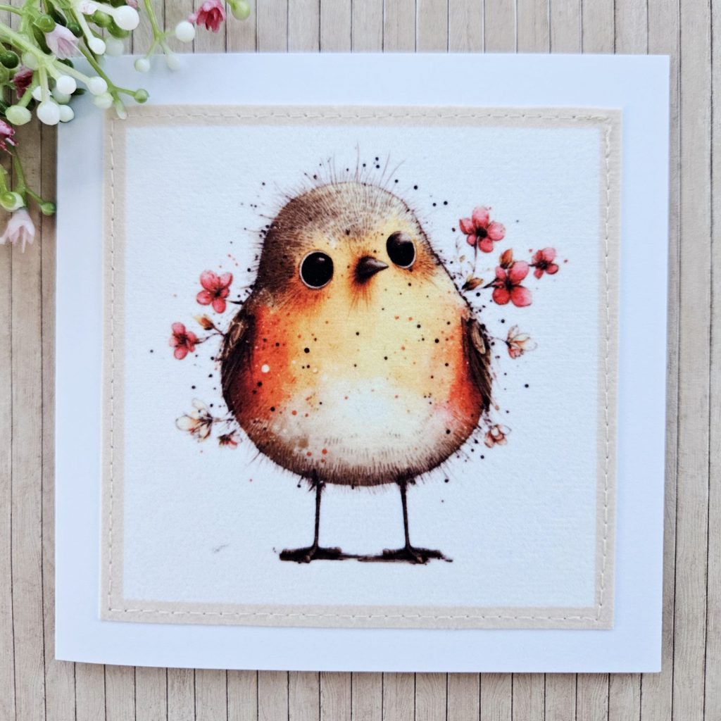 Handmade Bird Fabric Greeting Card – Blank 5 x 5 Card - Bespoke ...