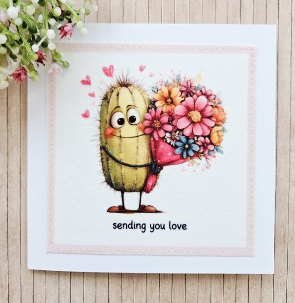 Handmade Cactus Love Card – Sending You Love – 5×5 - Bespoke ...